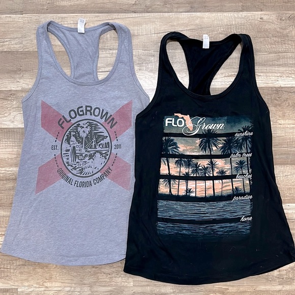 flo grown | Tops | Flo Grown Womans Tank Tops Black Gray Small S Palm ...